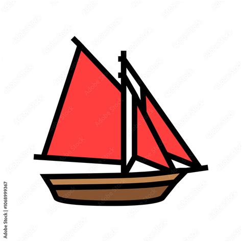 Sloop Ancient Ship Color Icon Vector Sloop Ancient Ship Sign Isolated Symbol Illustration