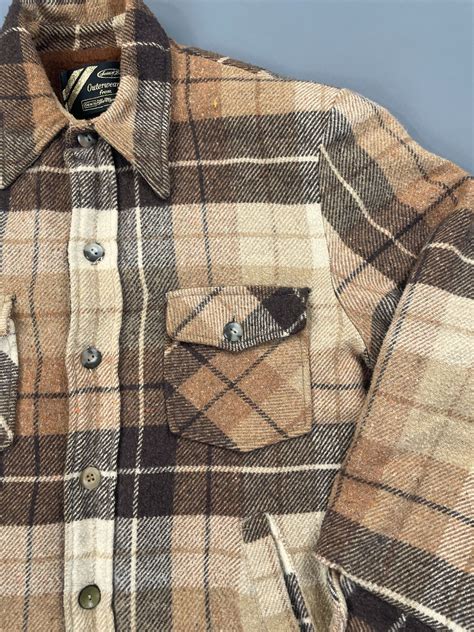 1970s 80s Sherpa Lined Wool Blend Plaid Flannel Jacket Boardwalk Vintage