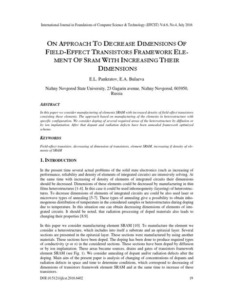 On Approach To Decrease Dimensions Of Field Effect Transistors Framework Element Of Sram With