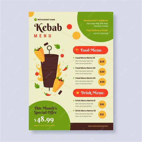 Premium Vector Kebab Menu Design Template