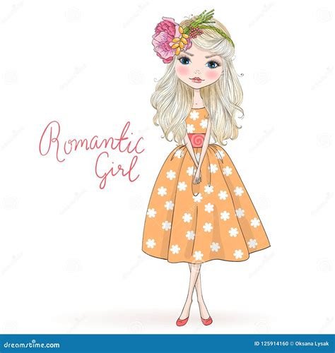Cute Blonde Riding A Scooter Cartoon Vector 53160543