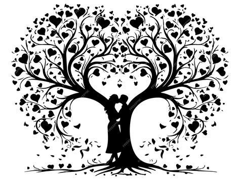 Vector Heart Tree Silhouette Premium Ai Generated Vector