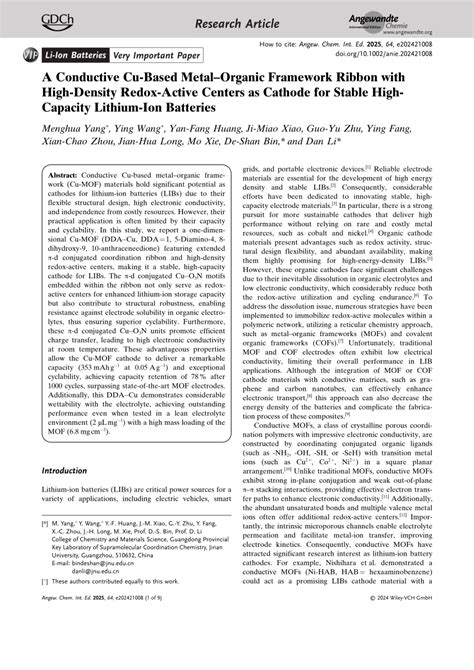 A Conductive Cu‐based Metal Organic Framework Ribbon With High‐density Redox‐active Centers As