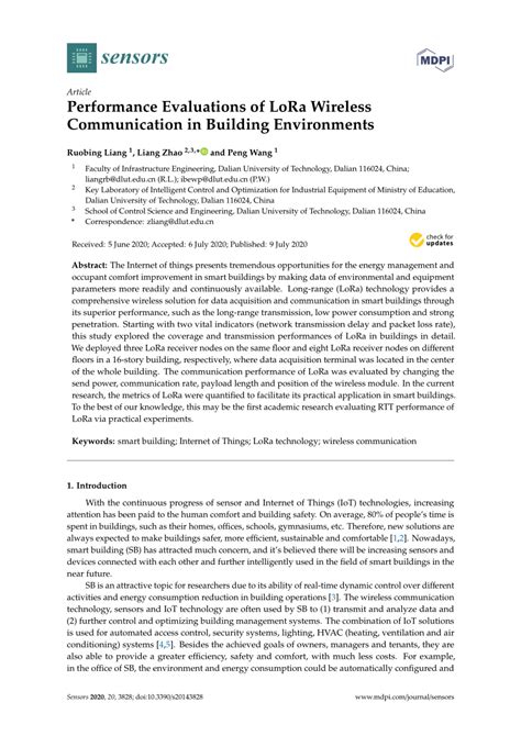 Pdf Performance Evaluations Of Lora Wireless Communication In Building Environments