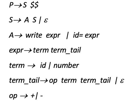 Solved PS SASIE A Write Expr Id Expr Expr Term Chegg Com