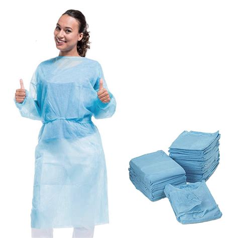 Disposable Isolation Gowns X Large 45 Long Pack Of 120 Blue Hospital