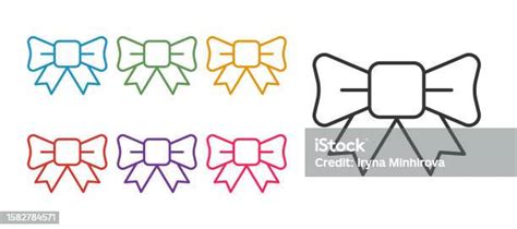 흰색 배경에 격리 된 세트 기프트 리본 아이콘 다채로운 아이콘을 설정합니다 벡터 공단에 대한 스톡 벡터 아트 및 기타 이미지 공단 공휴일 기념일 Istock