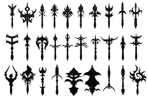 Premium Photo A Set Of Different Types Of Weapons And Weapons