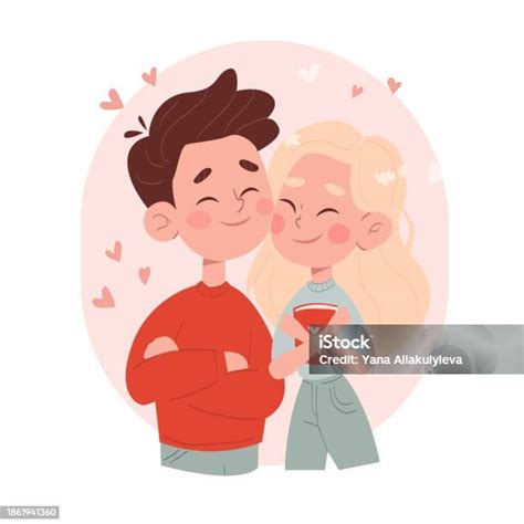 사랑에 빠진 귀여운 커플 발렌타인 벡터 일러스트 레이 션입니다 2월에 대한 스톡 벡터 아트 및 기타 이미지 2월 개념