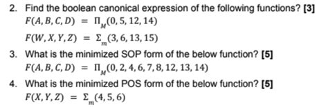 2 Find The Boolean Canonical Expression Of The