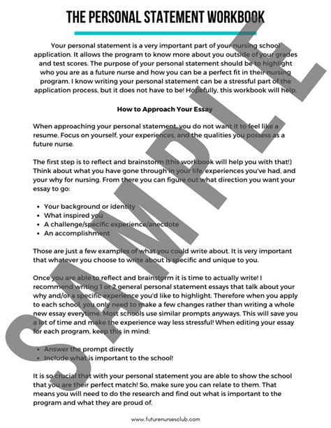 Personal Statement Workbook Etsy