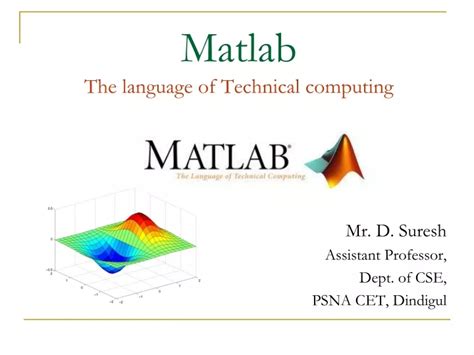 Ppt Matlab The Language Of Technical Computing Powerpoint