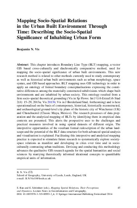 Pdf Mapping Socio Spatial Relations In The Urban Built Environment Through Time Describing