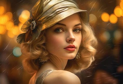 Premium Ai Image Beautiful Girl Portrait In The Style Of Retro Glamour