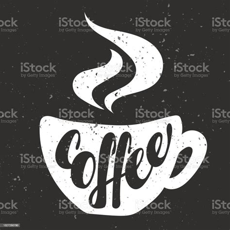 Coffe 레터링 손으로 쓴 Coffe 포스터 현대 손 글자 커피 한 잔의 형태로 배경에 개념에 대한 스톡 벡터 아트 및 기타