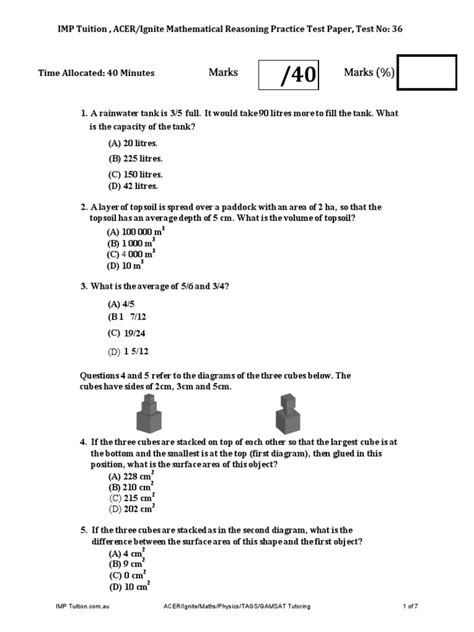 Mathematical Reasoning Practice Test Pdf