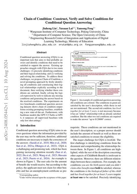 Pdf Chain Of Condition Construct Verify And Solve Conditions For Conditional Question Answering
