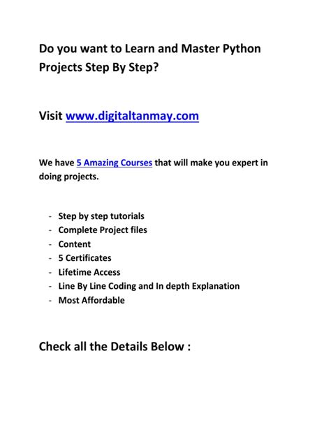 Master Python Projects Step By Step Pdf Deep Learning
