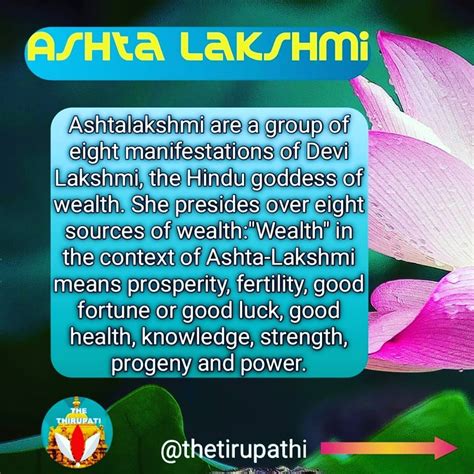 Ashta Lakshmi🙏 🌼🌼🌼🌼🌼🌼🌼🌼 Ashtalakshmi Are A Group Of Eight
