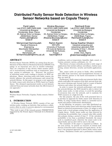 PDF Distributed Faulty Sensor Node Detection In Wireless Sensor