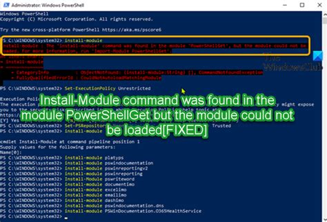 Install Module Command Was Found In The Module Powershellget
