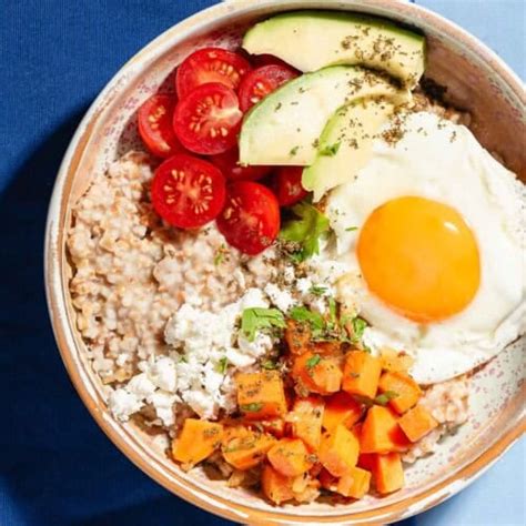 Savory Oatmeal With Sweet Potatoes Eggs And Avocado