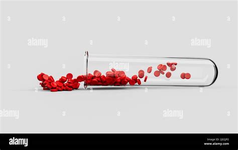 3d Illustration Of Plastic Granulates Falling From A Sample Test Tube