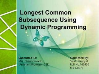 Longest Common Subsequence PPTX Programming Languages Computing