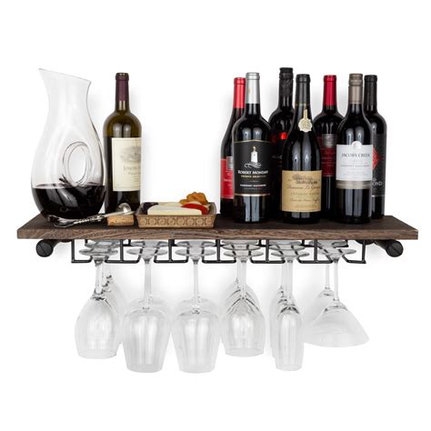 Buy Rustic Staterustico Wall Ed Recled Wood Floating Wine Bottle Rack