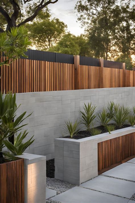 Cinder Block And Wood Fence Combo For A Modern Look Fence Design