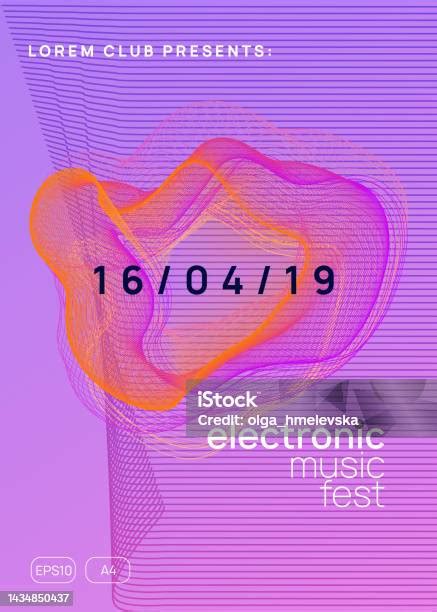 네온 클럽 전단지 전기 댄스 음악 트랜스 파티 Dj 전자 사운드 페스트 테크노 이벤트 포스터 Dj에 대한 스톡 벡터 아트 및 기타 이미지 Istock