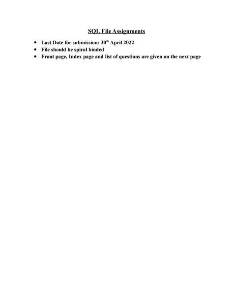 Ism Lab File Guidelines Sql File Assignments Last Date For Submission