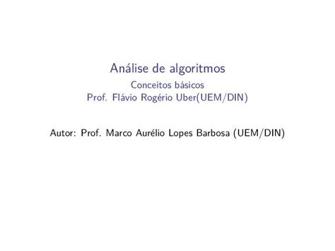 PDF Analise de algoritmos din uem brfuber PAA notas de aula pdfs conceitos básicos pdf