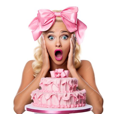 Premium Photo Illustration Of Surprised Barbie Doll In A Birthday Cap