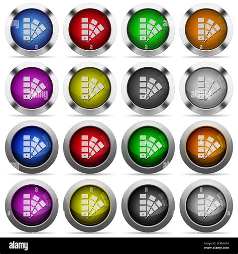 Set Of Color Swatch Glossy Web Buttons Arranged Layer Structure Stock