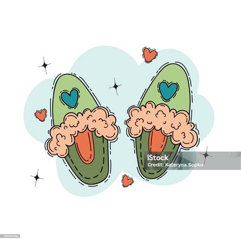 손으로 그린 만화 스타일로 홈 모피 슬리퍼와 아침에 대한 벡터 배너 실내화에 대한 스톡 벡터 아트 및 기타 이미지 실내화