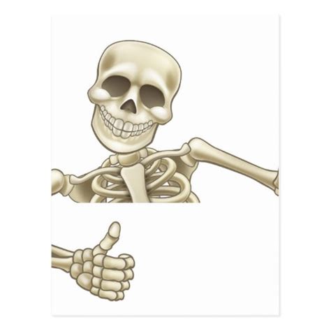 Thumbs Up Cartoon Halloween Skeleton Postcard Zazzle