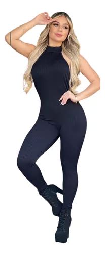 Macacão Longo Canelado Virginia Regata Modelador Gringa Top