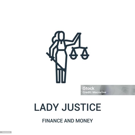 금융 및 돈 컬렉션에서 레이디 법무부 아이콘 벡터 얇은 라인 레이디 정의 개요 아이콘 벡터 일러스트 레이 션 정의의 여신에 대한 스톡 벡터 아트 및 기타 이미지 Istock