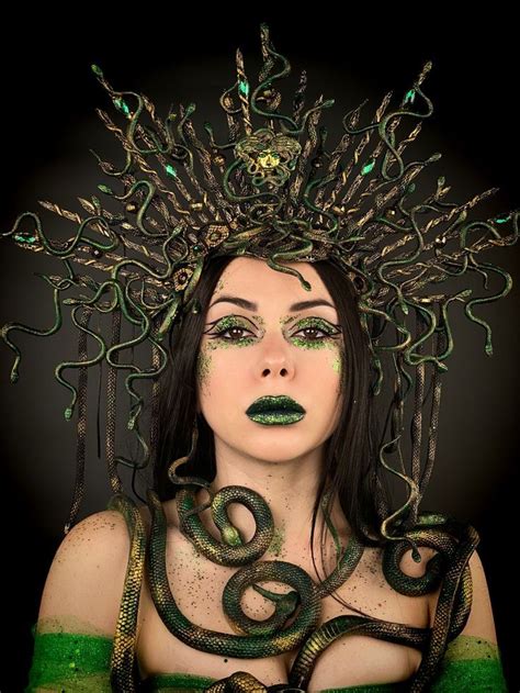 Medusa Gorgon Green Gold Crown Diy Medusa Costume Halloween Headband Costume Hats Cool
