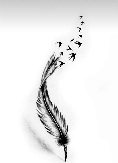 Feather Tattoo With Birds
