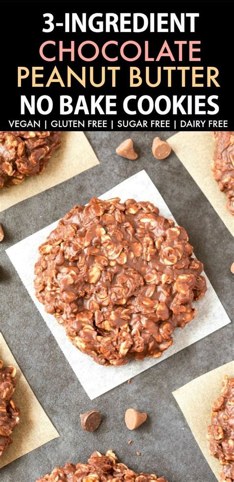 3 Ingredient No Bake Chocolate Peanut Butter Oatmeal Cookies Vegan