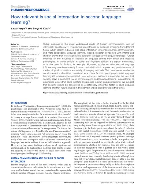 Pdf How Relevant Is Social Interaction In Second Language Learning