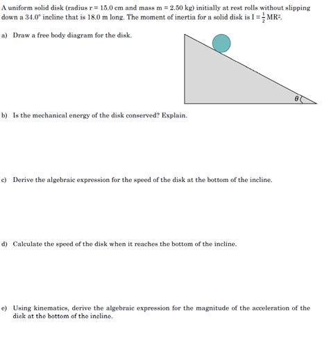 Solved A Uniform Solid Disk Radius R Cm And Mass M Chegg