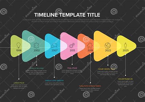 Simple Dark Overlay Timeline Graph Template With Overlay Triangle Blocks Stock Vector