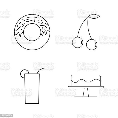 음식 및 음료 선형 아이콘 세트 0명에 대한 스톡 벡터 아트 및 기타 이미지 0명 디자인 벡터 Istock