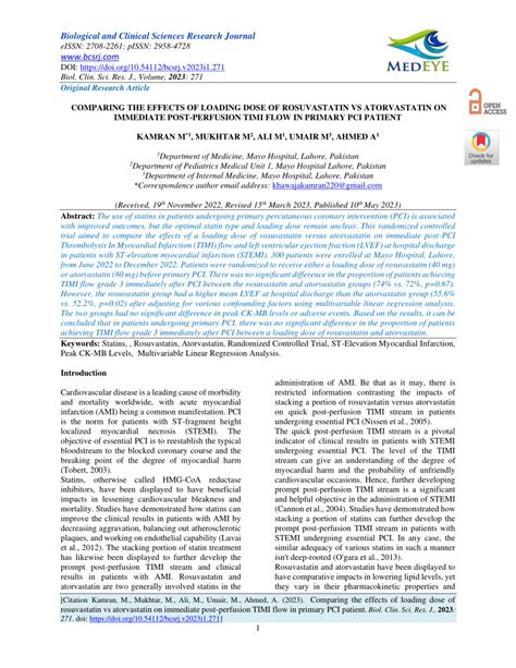 Pdf Comparing The Effects Of Loading Dose Of Rosuvastatin Vs