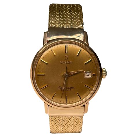 Rare Omega De Ville Yellow 18k Gold Co Axial Chronometer Wristwatch For