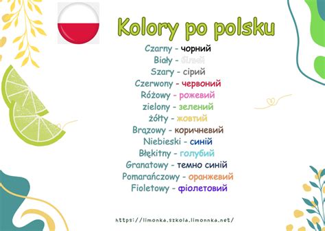 Назви кольорів польською мовою Школа польської мови