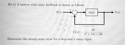 E511 A System With Unity Feedback Is Shown As Follows Rs Gs Ys